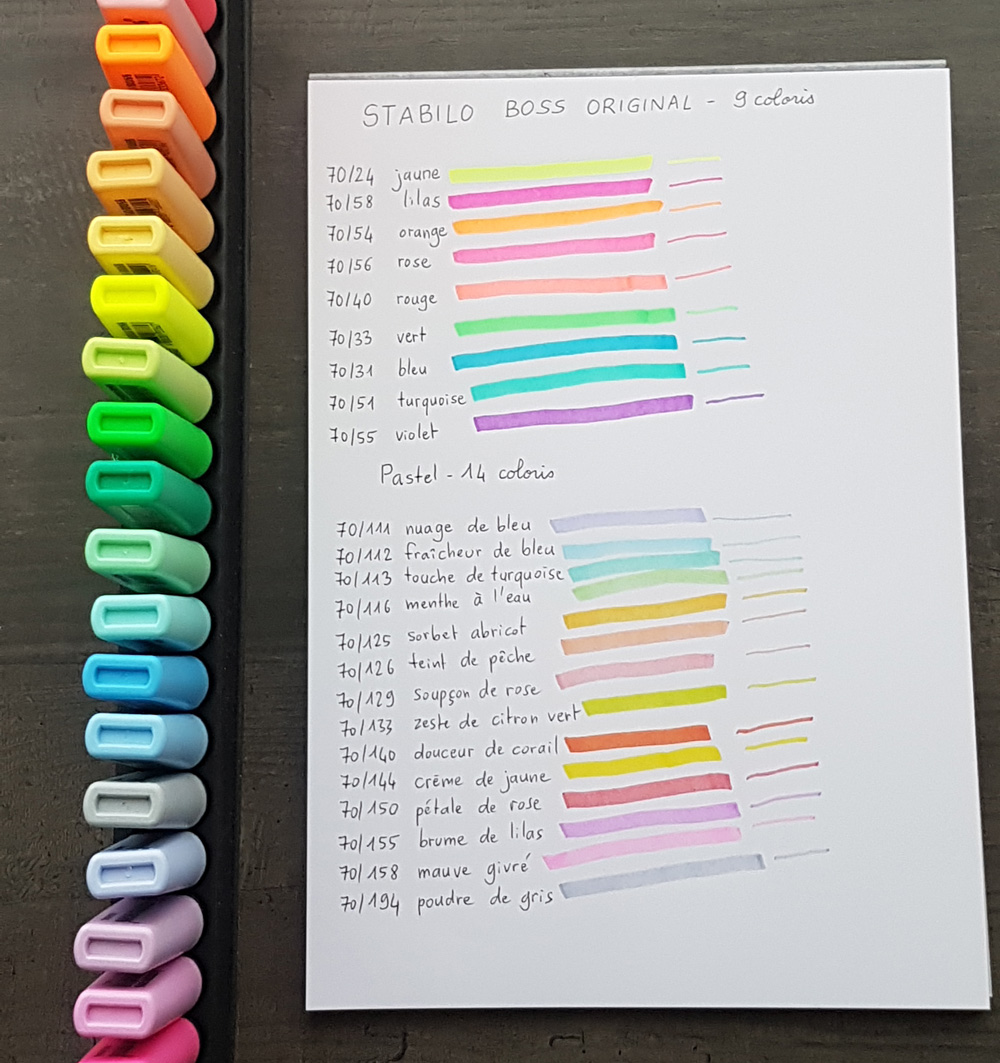 ~ Test des 23 surligneurs Stabilo Boss (pastel & fluo) - mon avis ...